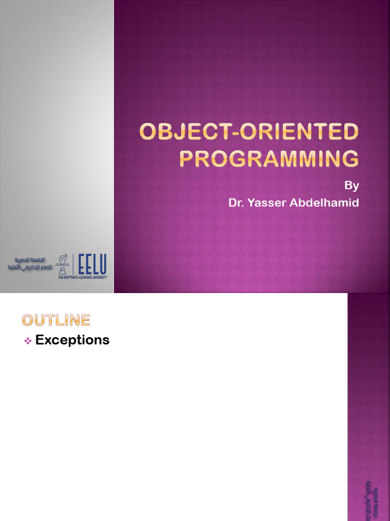 EELU-OOP-Week6 - Exceptions | PDF | Software Development | Software