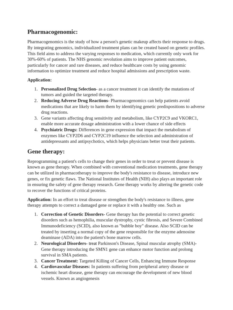 Pharmacogenomics and Gene Therapy | PDF | Pharmacogenomics | Gene Therapy