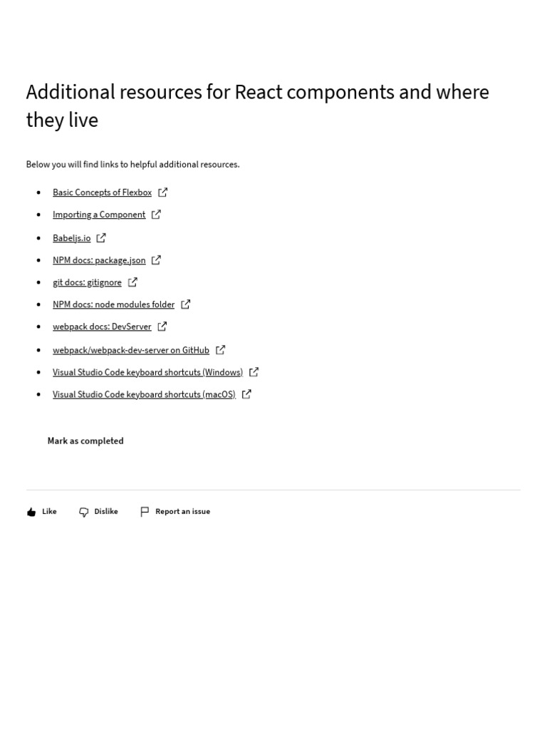 Resources For React Components | PDF