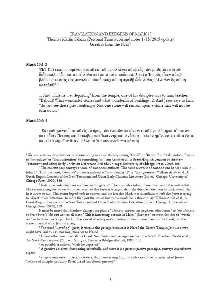 Exegesis of Mark 13: Prophecies Explained | PDF | Gospel Of Mark | Jesus