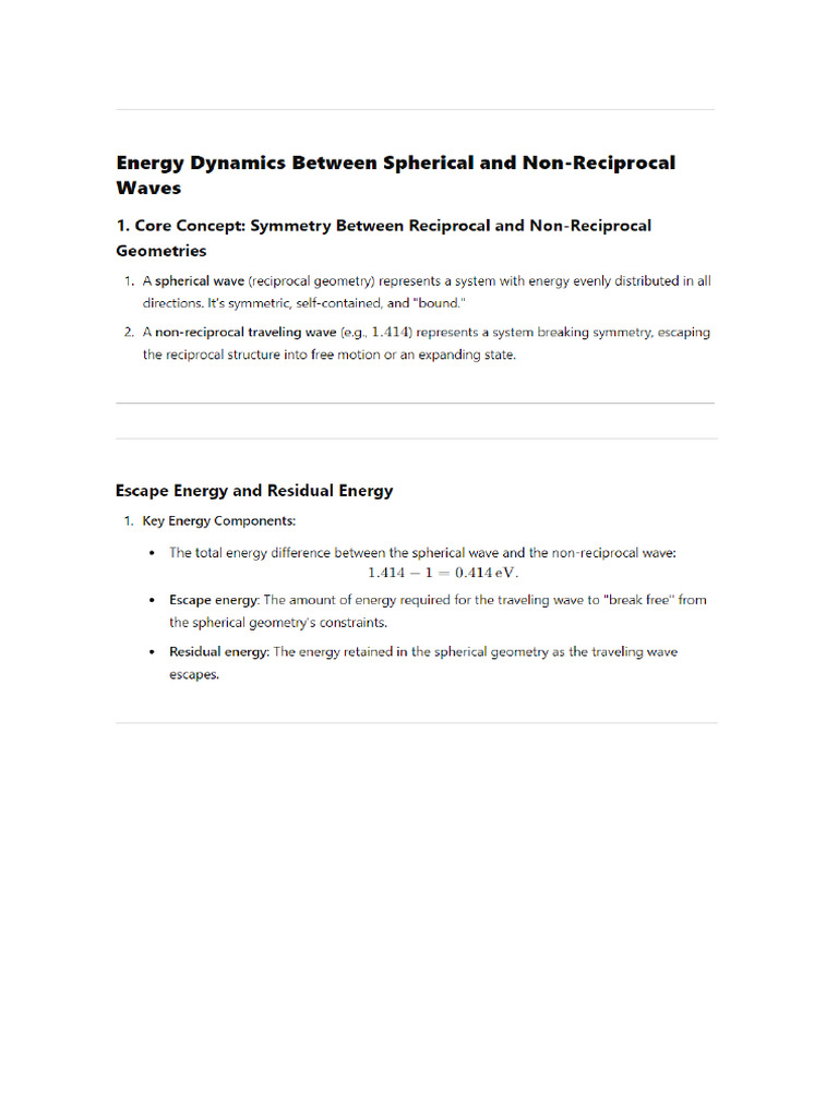 Energy Dynamics Between Spherical and Non-Reciprocal Waves | PDF