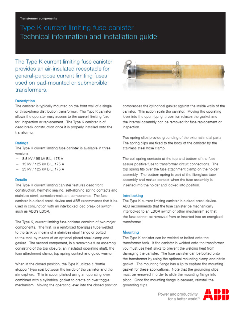 ABB CLF 1ZUA5670-301R1 TypeK | PDF | Fuse (Electrical) | Transformer