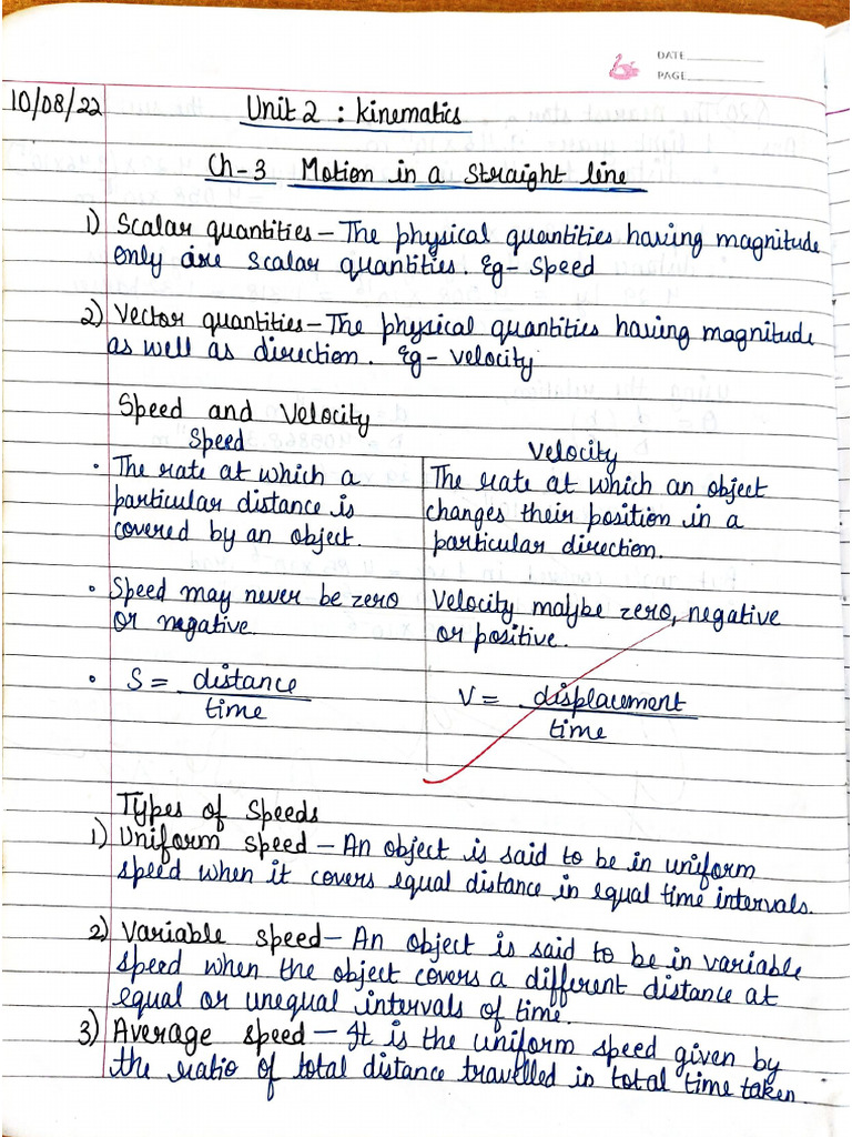 CH 3 Motion Straight Line | PDF