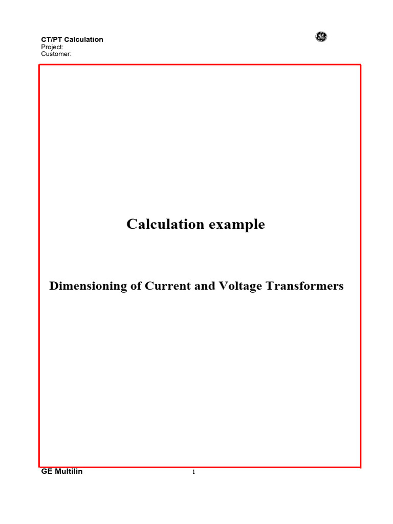CT calculation example | PDF | Transformer | Electrical Resistance And ...