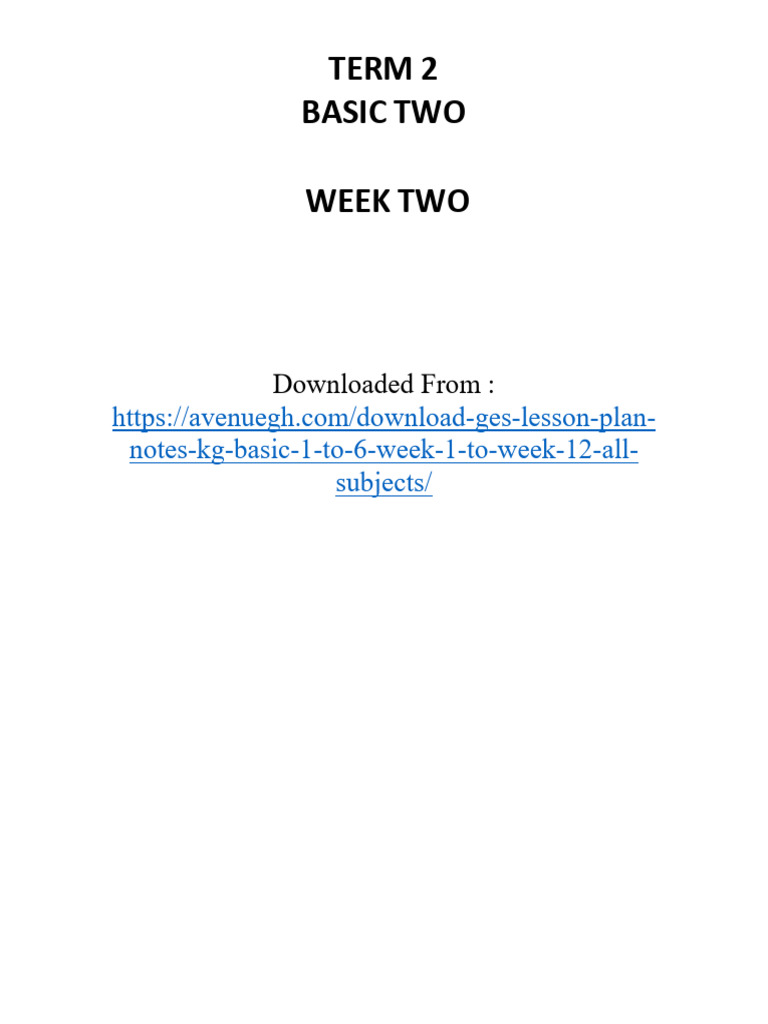 Term 2 Basic 2 Week 2 Lesson Plan(0) | PDF | Learning | Curriculum