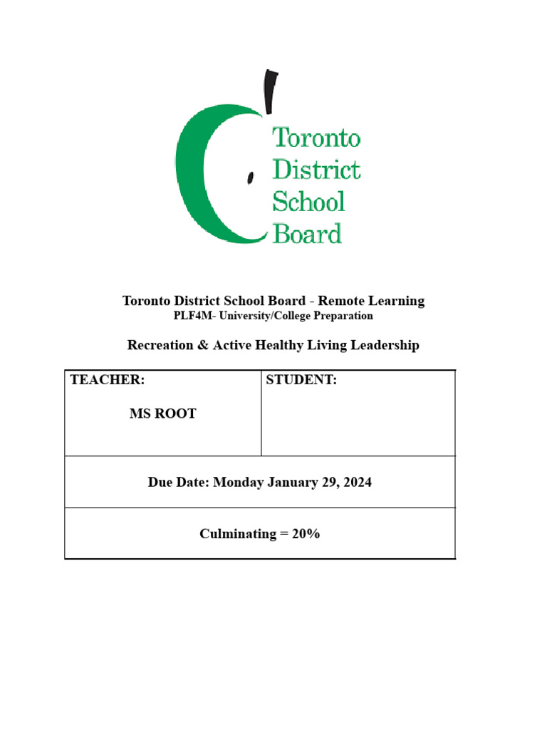 PLF4M Culminating Task - Remote Night School | PDF | Leadership ...