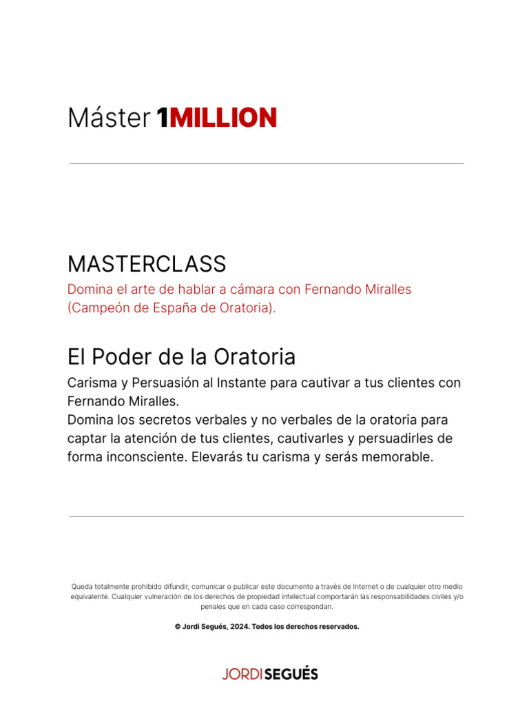 Masterclass de Oratoria con Fer Miralles | PDF | Comunicación ...