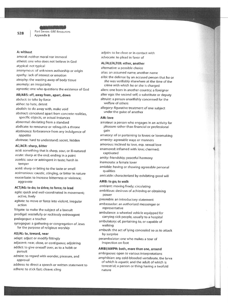 Attachment 3 - GRE Root Word List | PDF