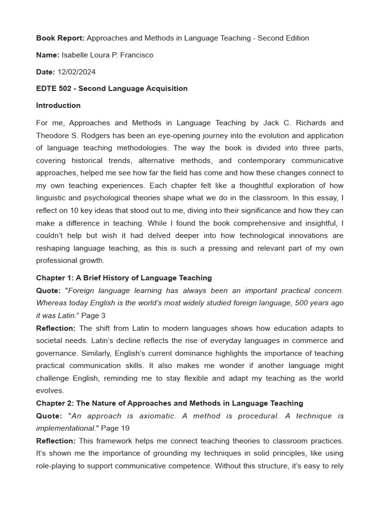 Approaches and Methods in Language Teaching - Book Report | PDF ...
