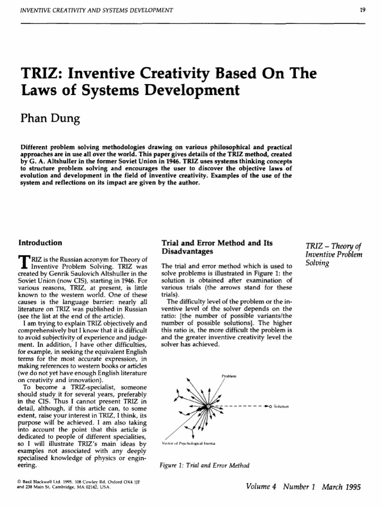 TRIZ: Inventive Creativity Based On The Laws of Systems Development | PDF | Creativity | Invention