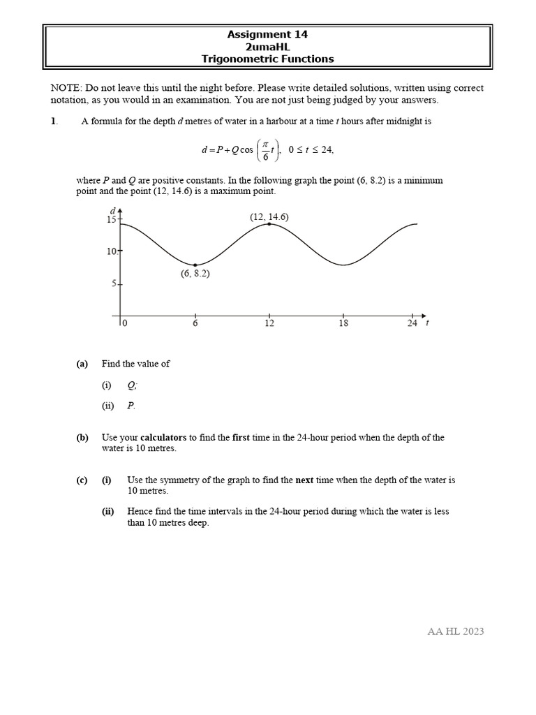 Assignment 14 - Trigonometric Functions | PDF | Function (Mathematics) | Trigonometric Functions