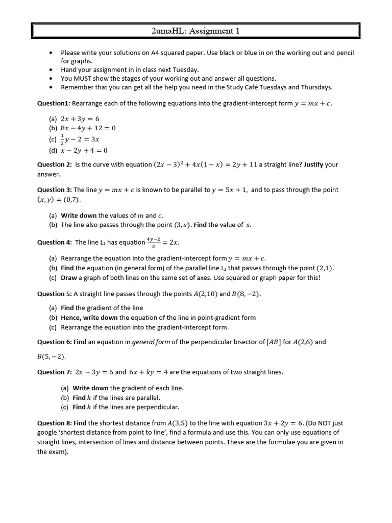 Assignment 1 - Straight Lines | PDF | Mathematical Objects | Classical ...