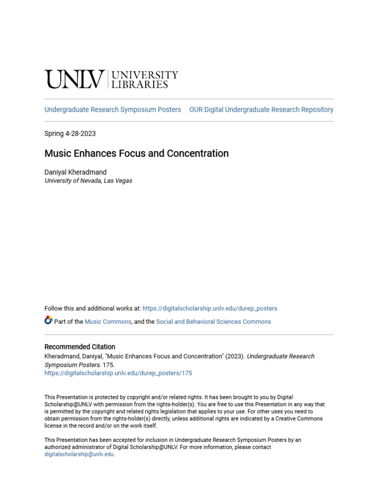 Music Enhances Focus and Concentration | PDF | Executive Functions ...