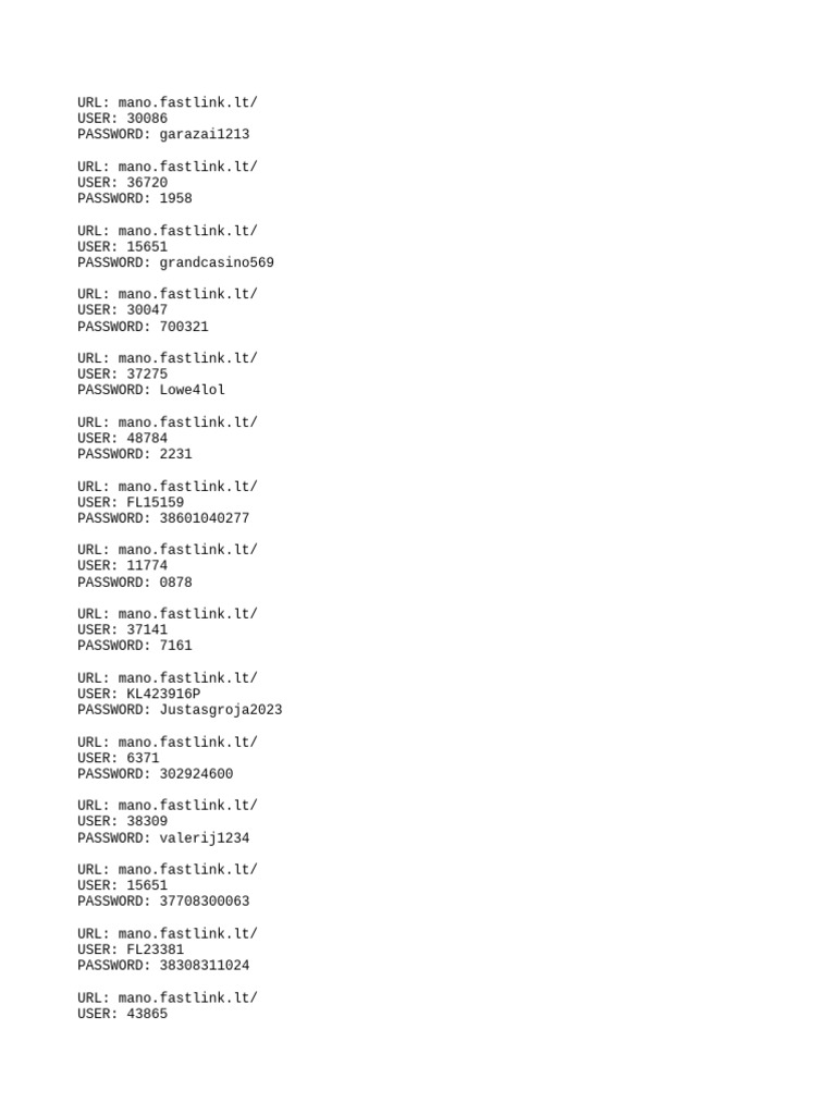 Fastlink User Credentials List | PDF