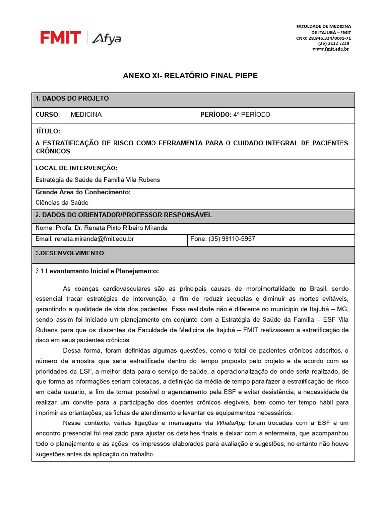 Relatório Final Piepe - 4 Período 27.11.24 PDF | PDF | Educação Médica ...