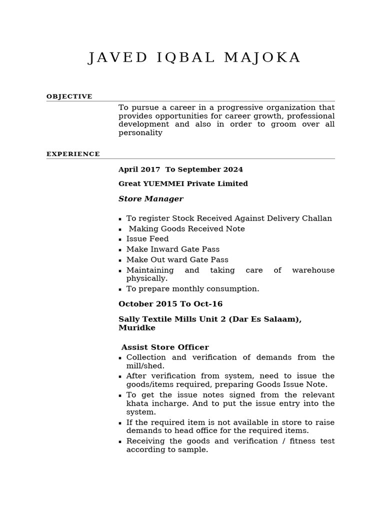 Javed Majoka Updated CV (1) | PDF
