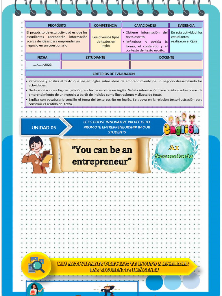 3°4°act 04-Ingles-U5 | PDF | Cognición