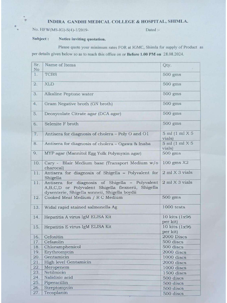 Notice Inviting Quotation | PDF