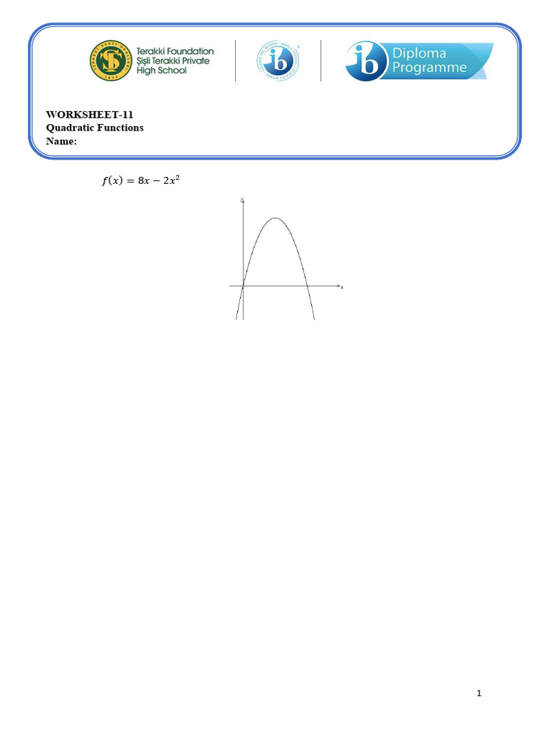 WS-11-Quadratic Functions | PDF | Discrete Mathematics | Geometry