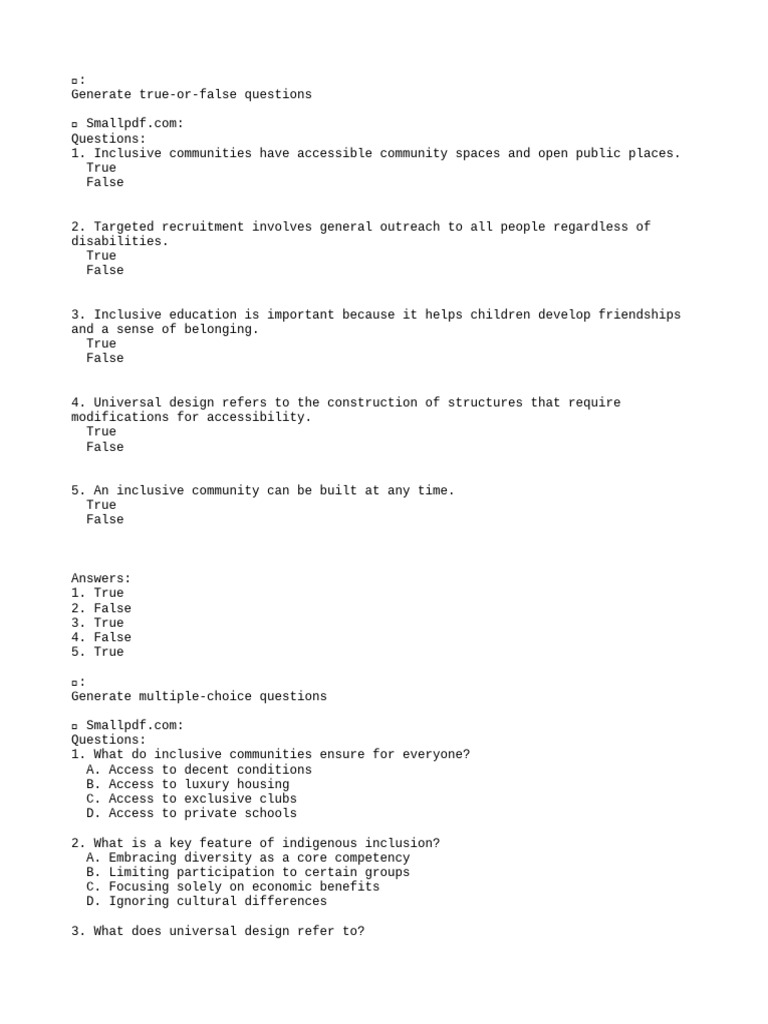 Chapter_4_Inclusiveness[1]_generate-quiz (2) | PDF | Recruitment ...