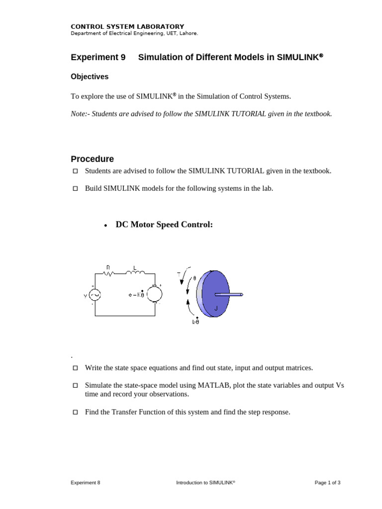 Experiment 09 Models SIMULINK | PDF
