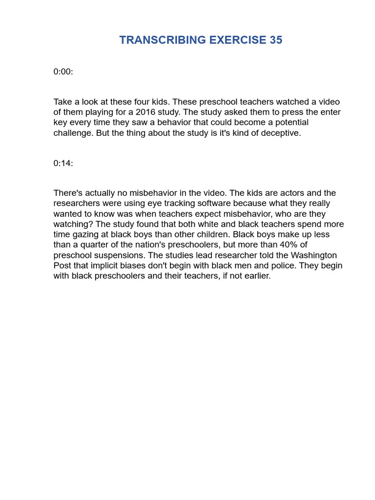 Transcribing Exercise 35 | PDF