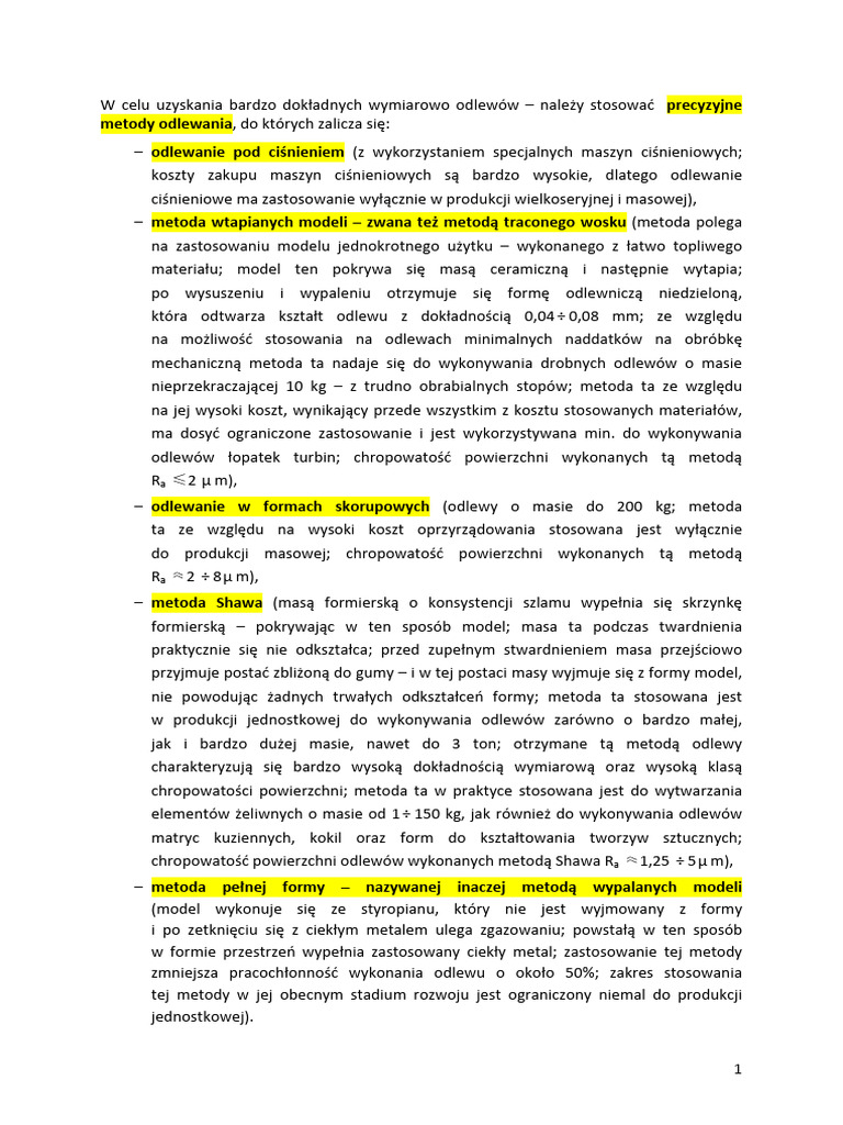 Odlewanie Precyzyjne Metody | PDF