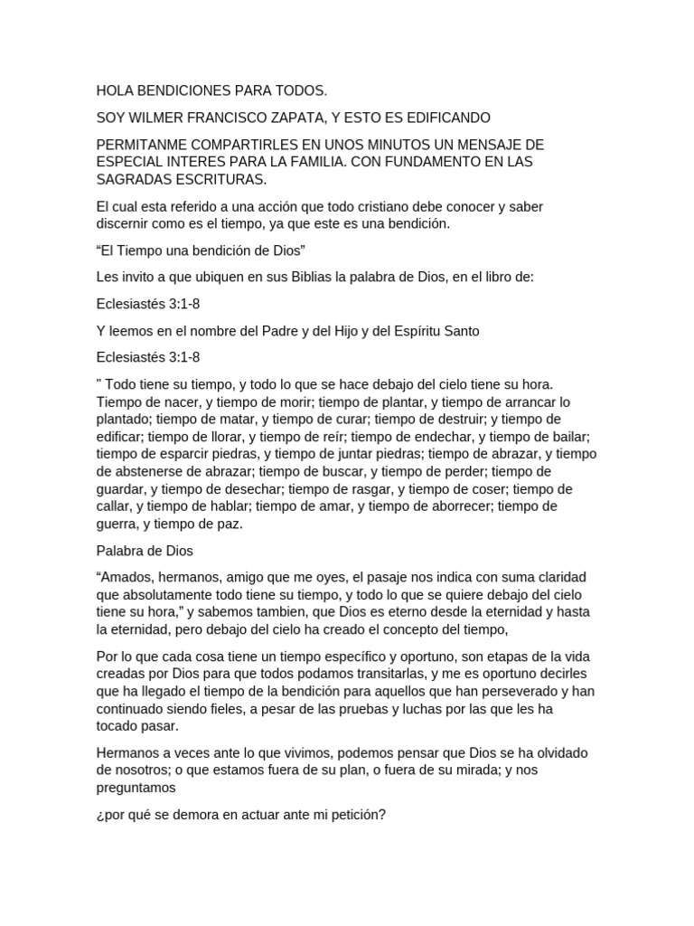 El Tiempo: Bendición de Dios | PDF | Jacob | Oración