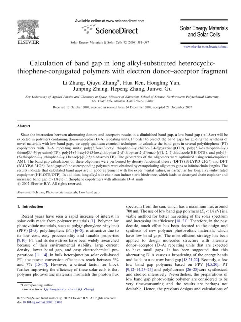 zhang2008 | PDF | Band Gap | Materials