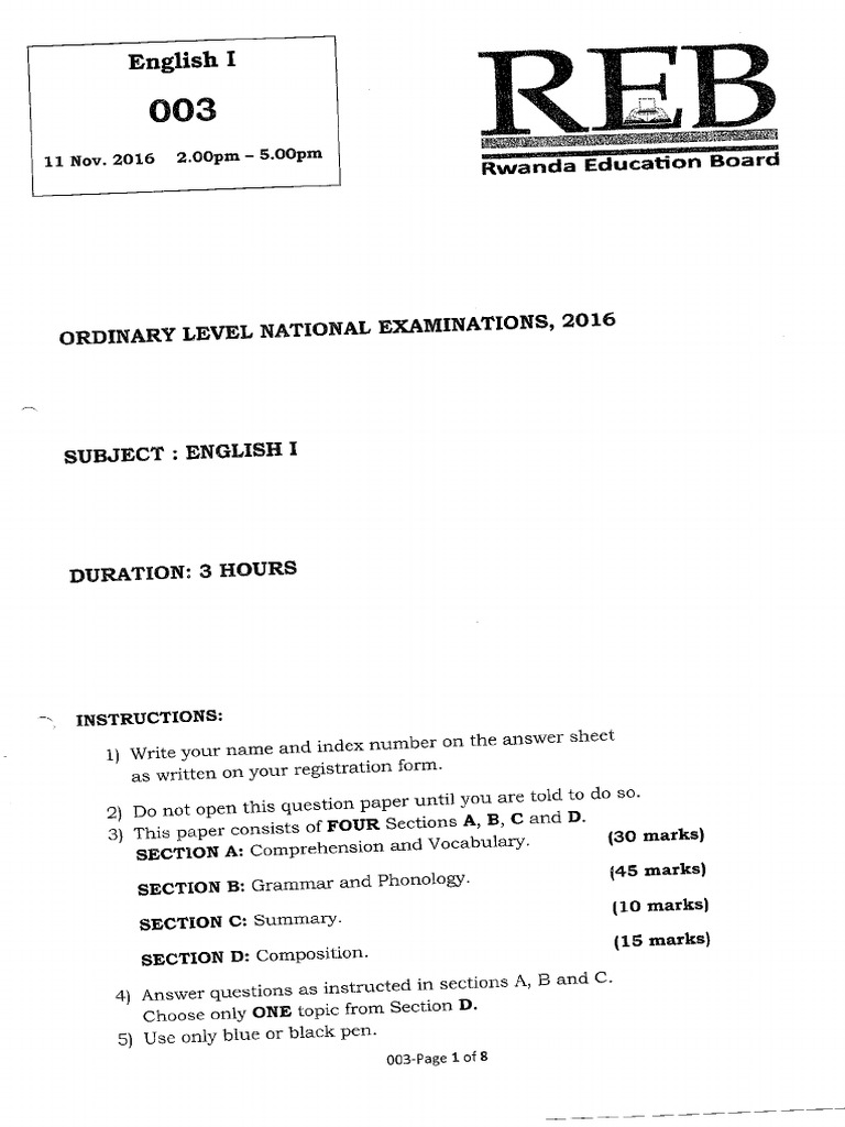 2016_English_I_OL | PDF