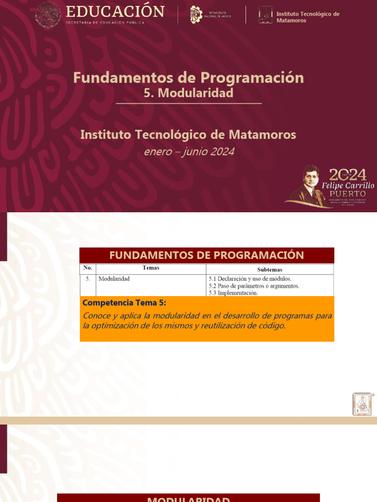 T5 Modularidad | PDF | Parámetro (programación de computadora) | C