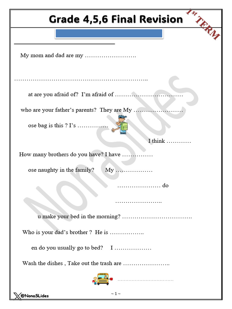 1st TERM Final REVISION GR 4, 5, 6 Nona Slides | PDF