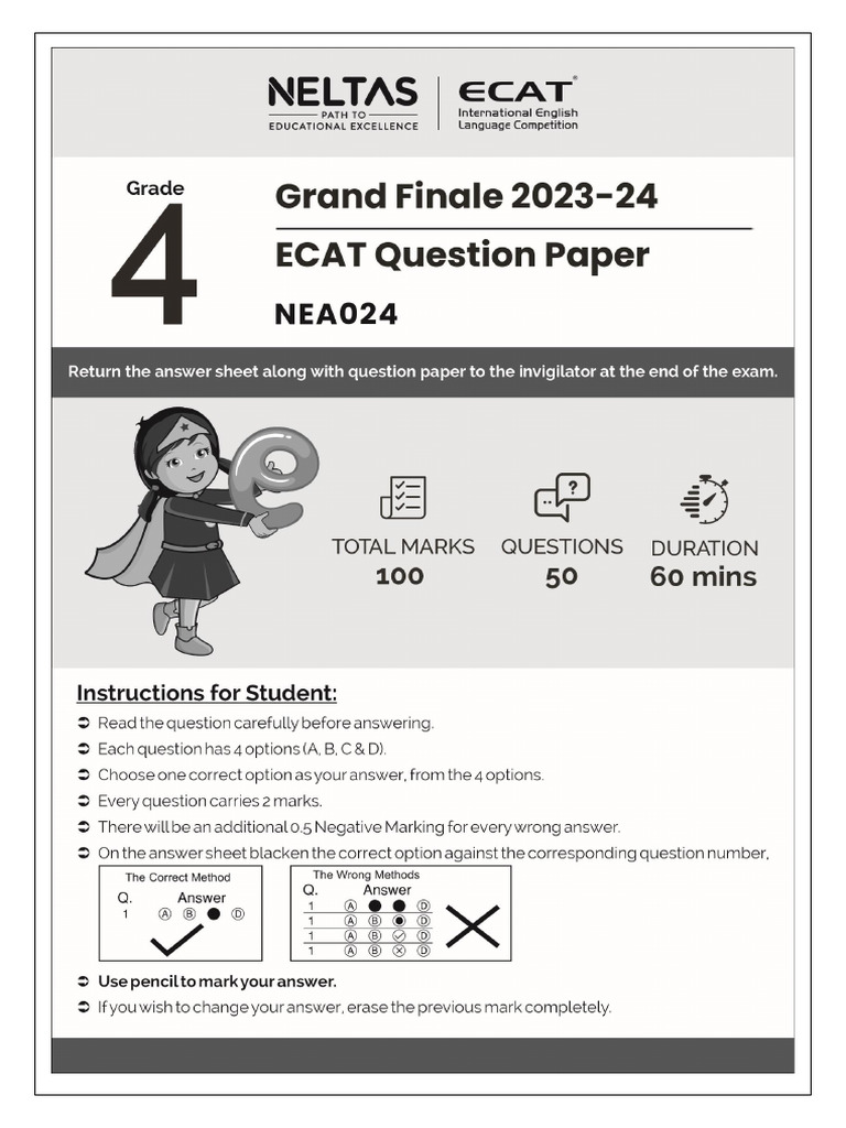 STD 4 Ecat GF 2023-24 1 2 | PDF | Grammar | Syntax