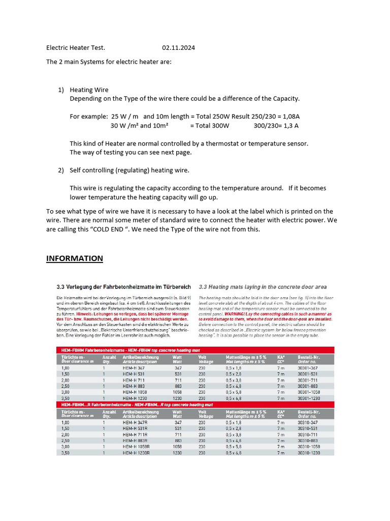 Electric Heater Testing Overview | PDF
