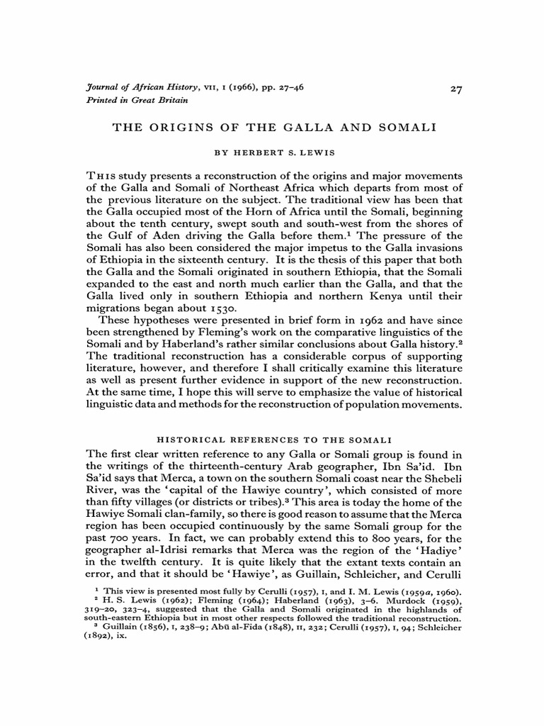 Origins of the Galla and Somali | PDF | Somalia | Horn Of Africa