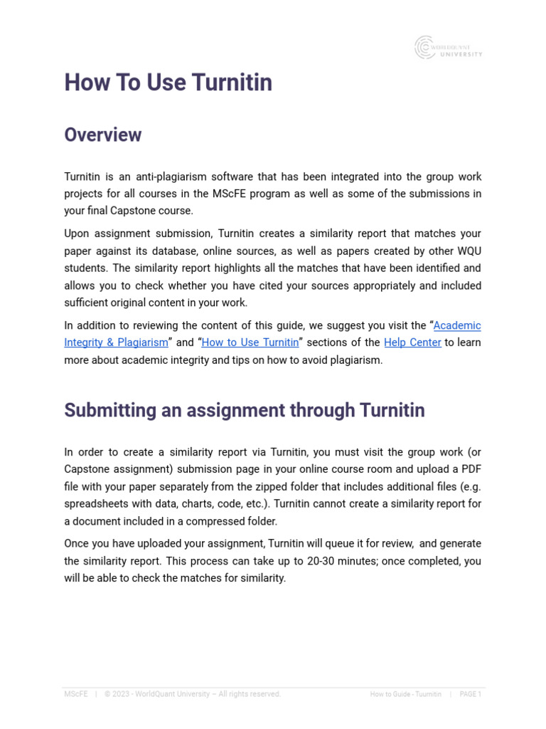 How To Use Turnitin (Revised 01.06.2023) | PDF | Turnitin | Computing