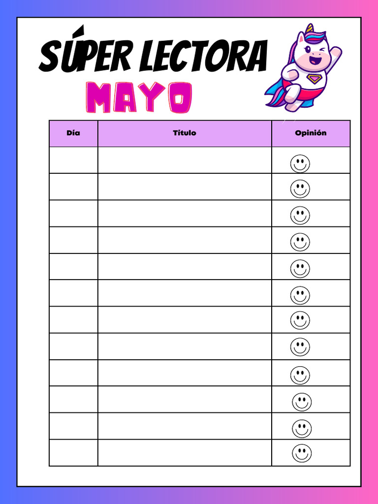 Colorful Superhero Homework Reading Log Worksheet | PDF