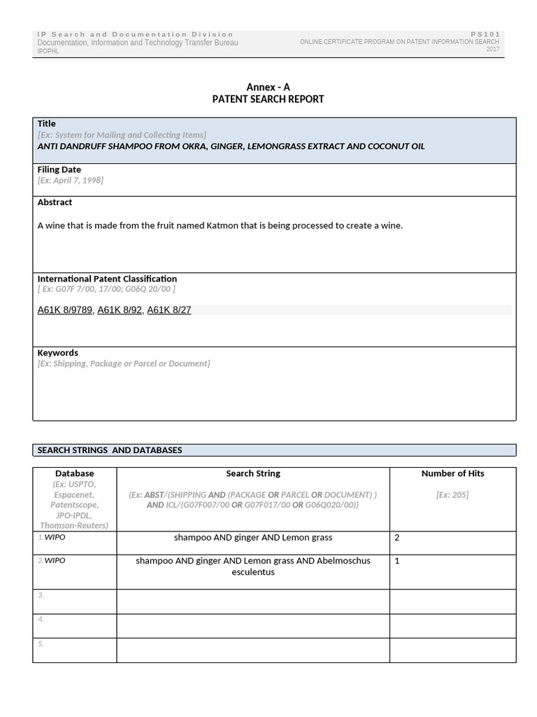 05 - Search Report Format - v2 SR Tobi | PDF | Intellectual Property ...