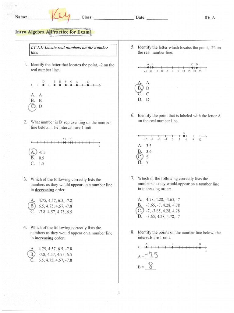 Intro A PRACTICE EXAM ANSWER KEY | PDF