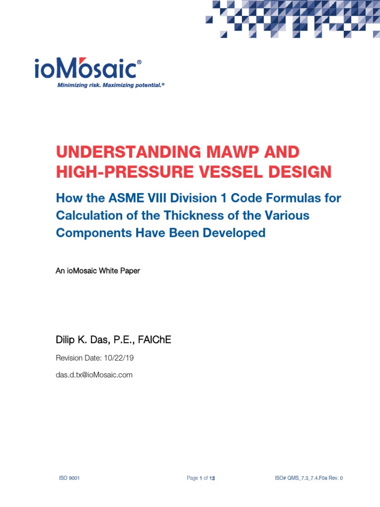 Understanding Mawp and High Pressure Vessel Design | PDF | Mechanical Engineering | Applied And ...