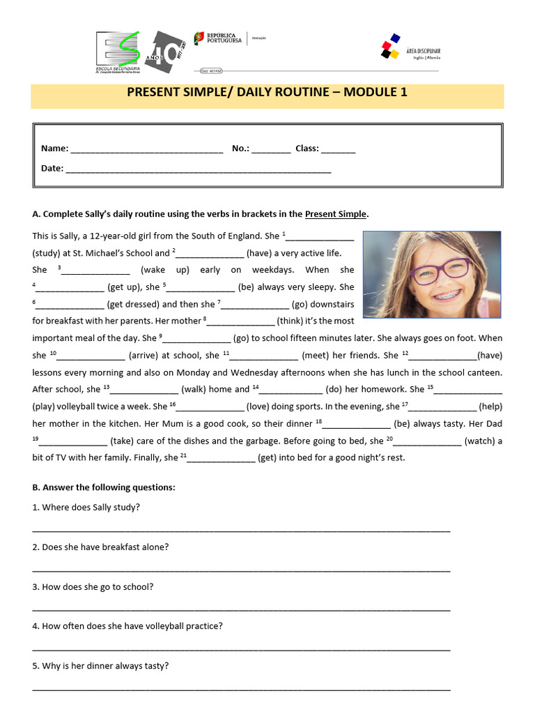 Daily routine_Worksheet | PDF | Lunch