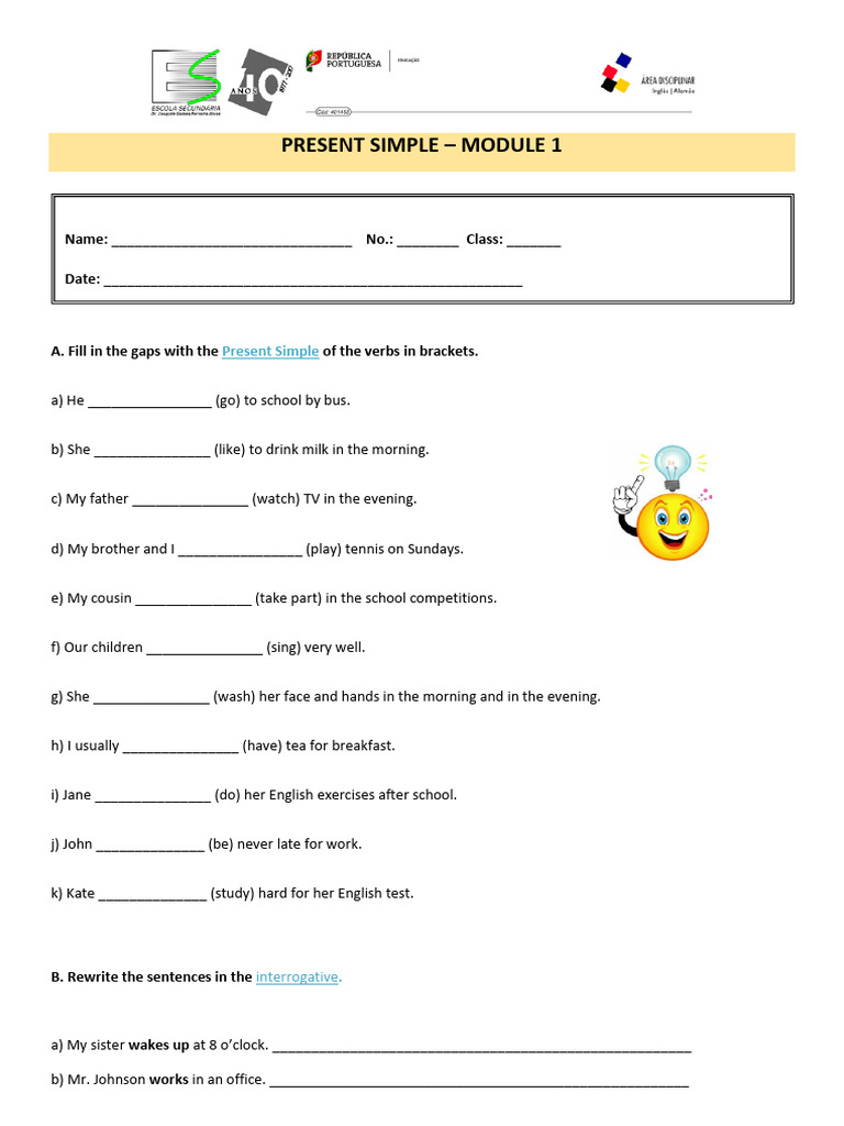 Present Simple - Worksheet | PDF