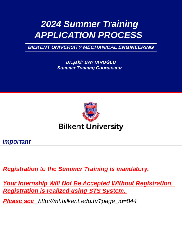 Bilkent Mechanical Engineering Summer Training | PDF | Academic Term