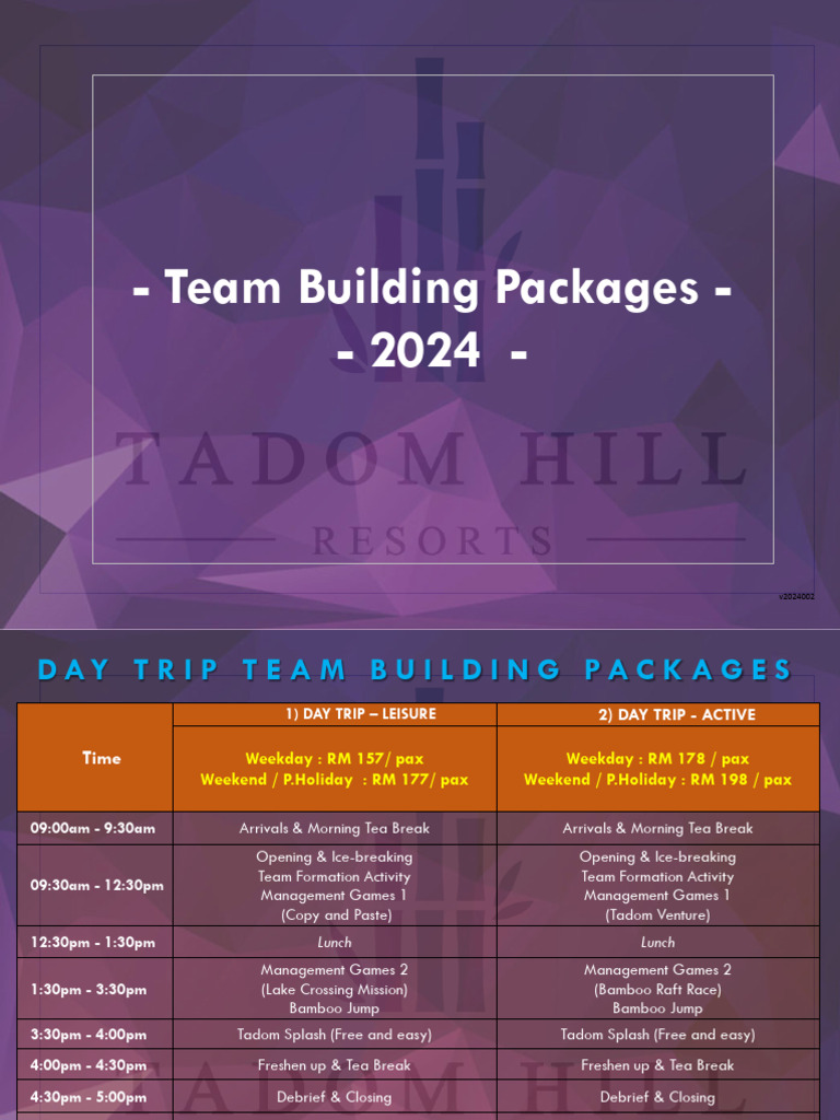 Team Building Packages 2024 | PDF | Meal