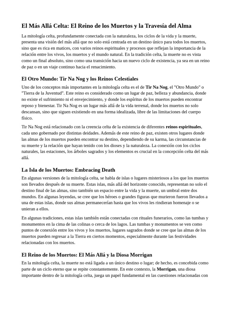 El Más Allá Celta: Reino de los Muertos | PDF | Vida futura | Alma