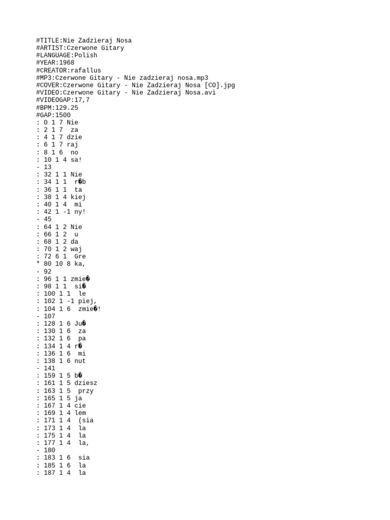 Czerwone Gitary - Nie Zadzieraj Nosa | PDF