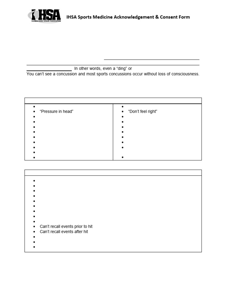 17-18 Sports Medicine Consent and Acknowledgement | PDF | Concussion ...