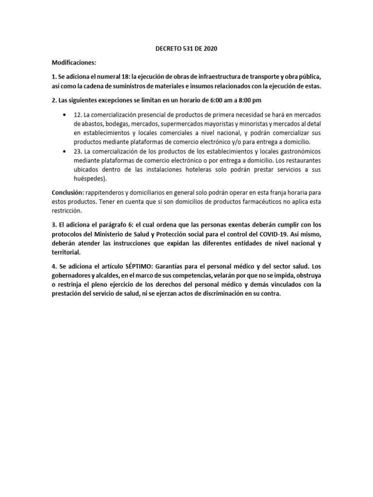 Decreto 531 Modificaciones | PDF