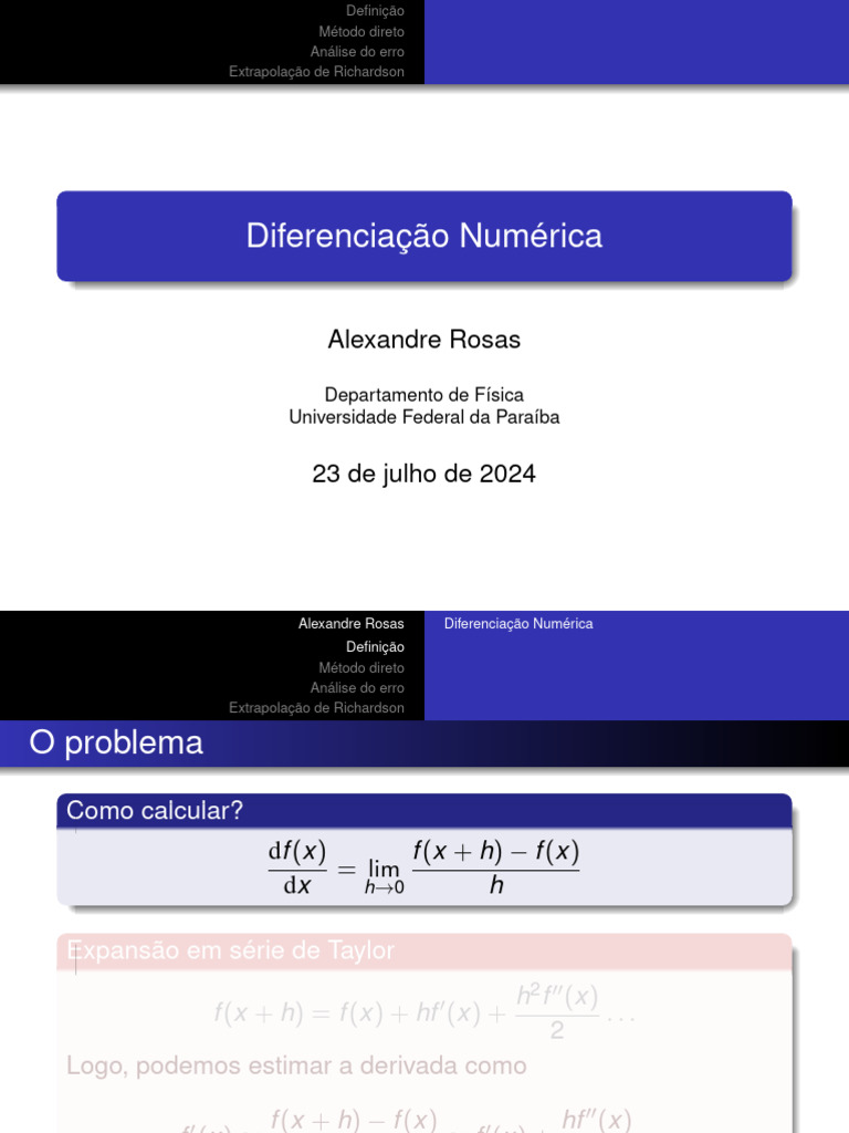aula02-diferenciacaonumerica (1) | PDF | Derivado | Matemática