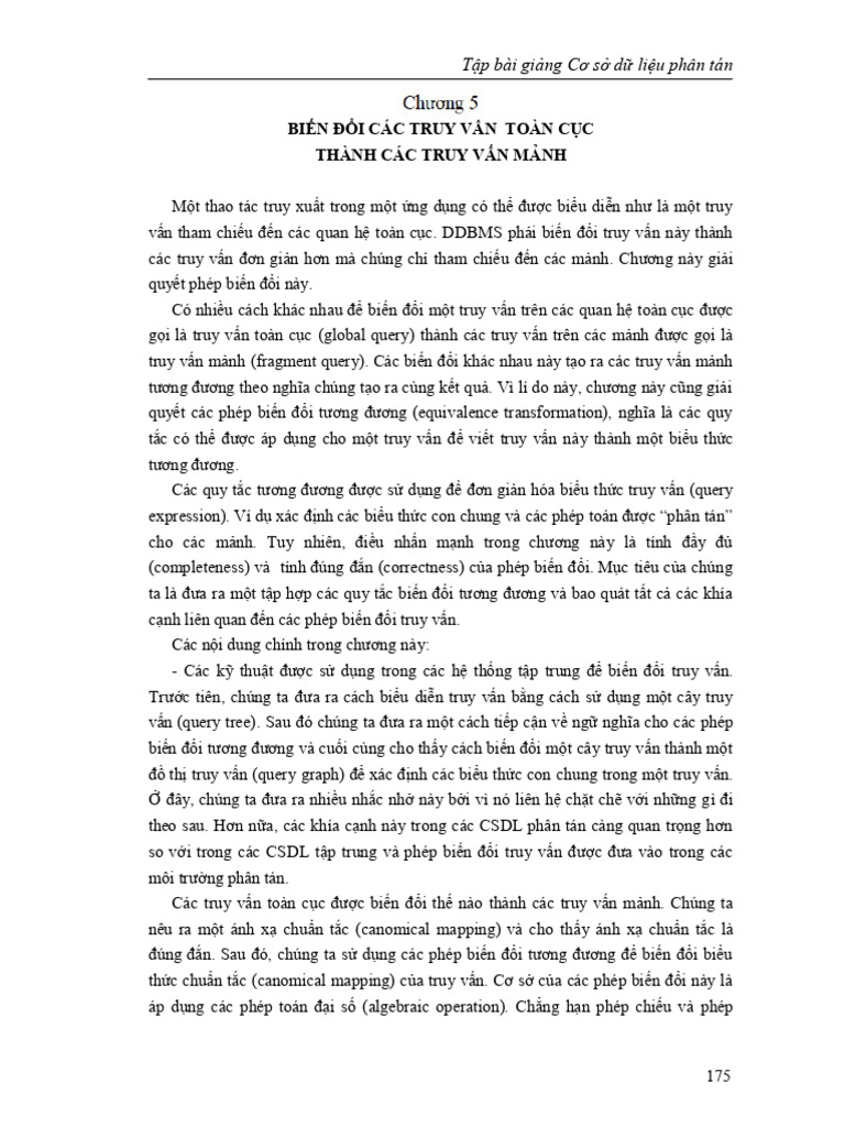 (CSDLPT) Chuong 5 - ThamKhao | PDF